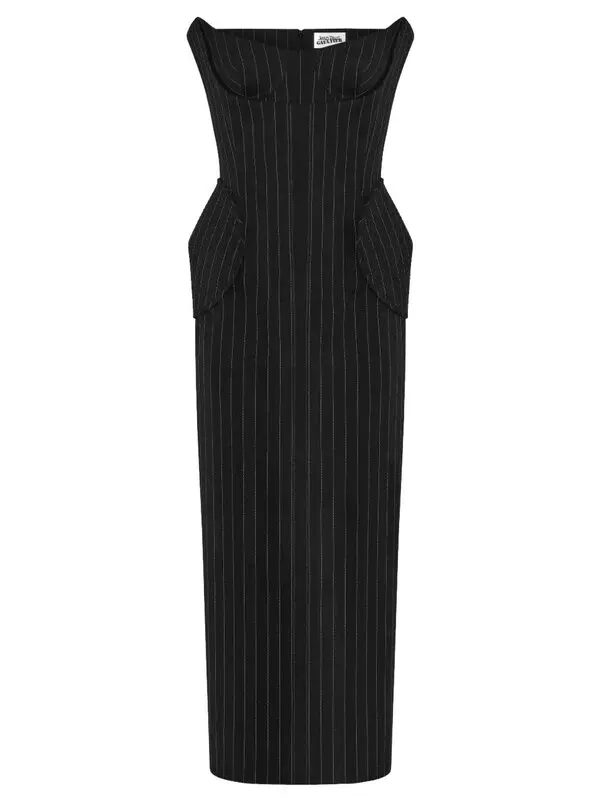 Jean Paul Gaultier Pinstripe Midi Dress - Black