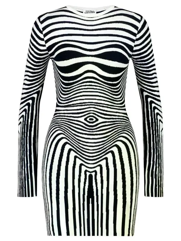 Jean Paul Gaultier Striped Long-sleeve Dress - Neutrals