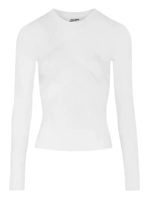 Jean Paul Gaultier Chevron-detail Crewneck Sweater - White