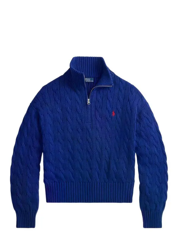 Polo Ralph Lauren Cable-knit Quarter-zip Sweater - Blue