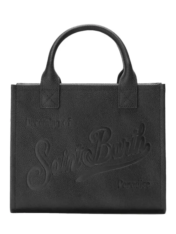MC2 SAINT BARTH Medium Embossed-logo Leather Tote Bag - Black