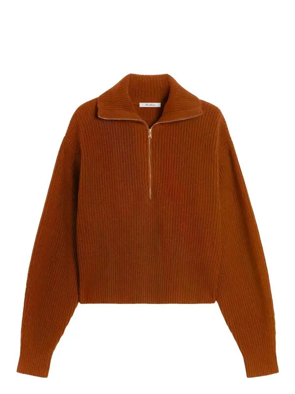Max Mara Zip-detailed Sweater - Brown
