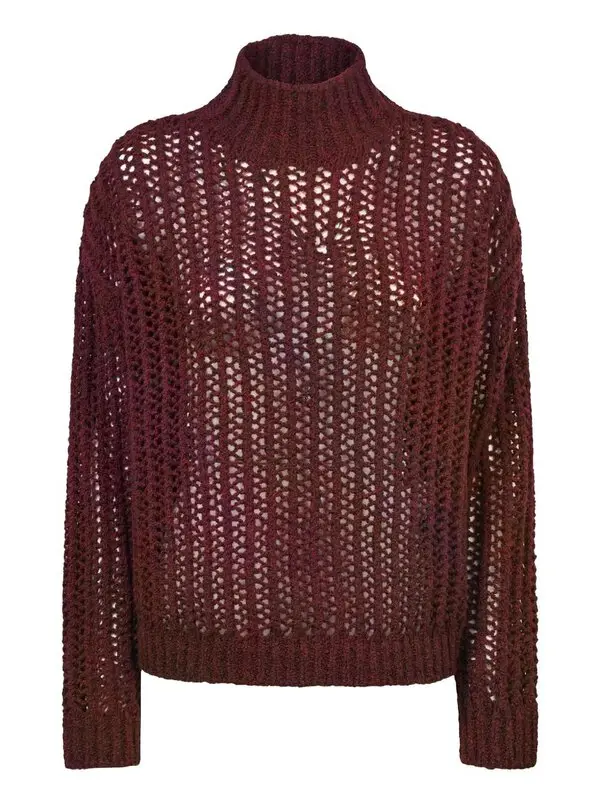 Max Mara Open-knit High-neck Sweater - Red