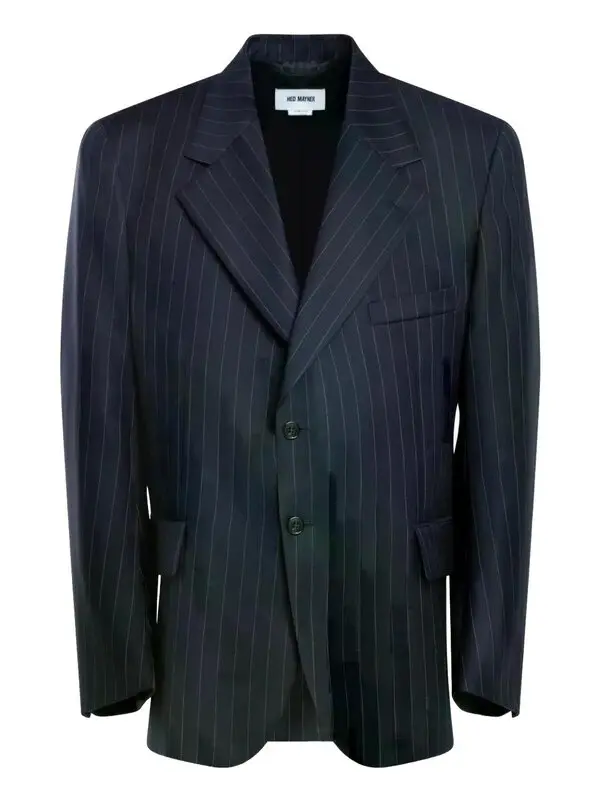 HED MAYNER Pinstripe Button Jacket - Blue