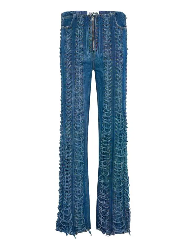 JEAN PAUL GAULTIER Lace-up Denim Jeans - Blue
