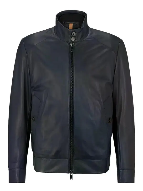BOSS Leather Zip-up Jacket - Black