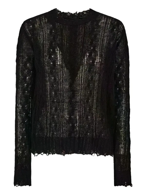 Alanui Open-work Ruffled Jumper - Black