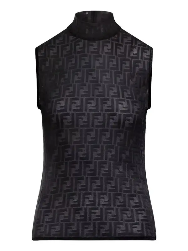 Fendi Patterned High-neck Top - Black
