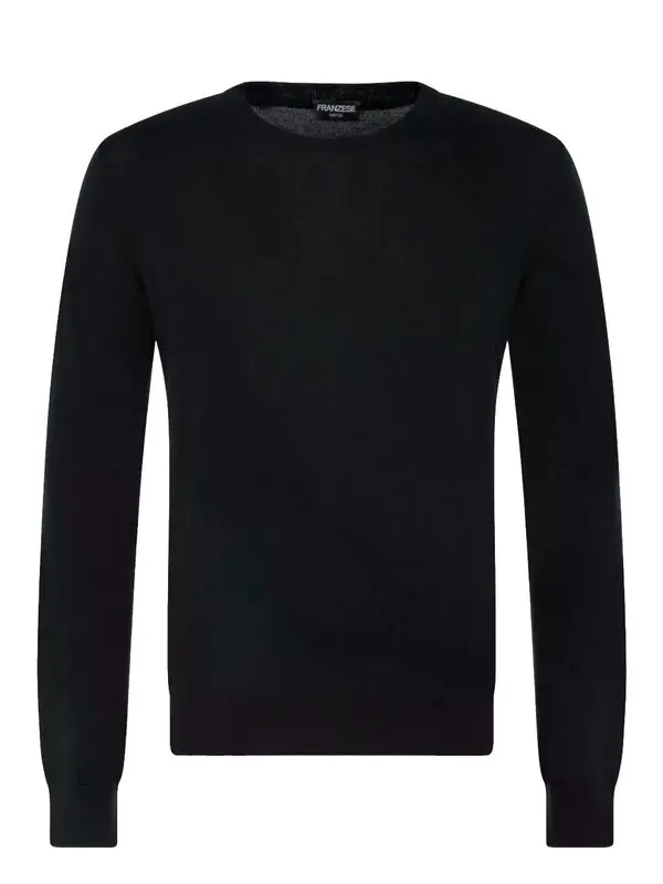 FRANZESE COLLECTION Ribbed Crew Neck Sweater - Black