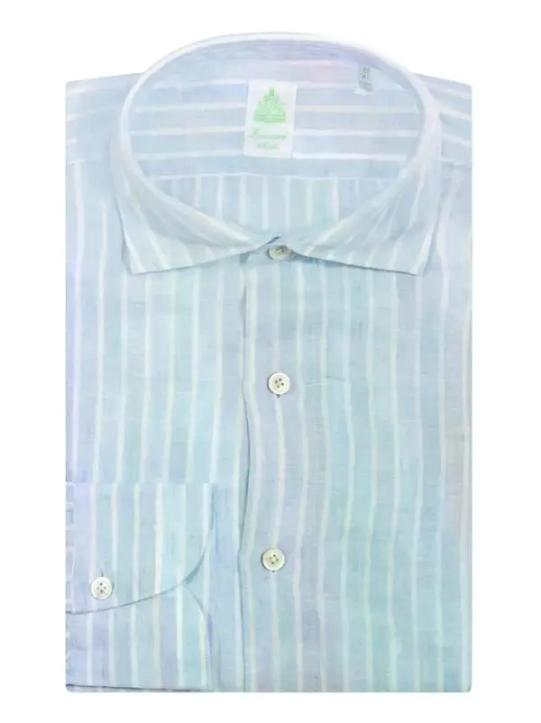 FINAMORE 1925 Striped Buttoned Shirt - Blue