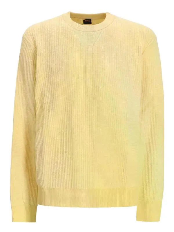 BOSS Ribbed Cotton Sweater - Yellow