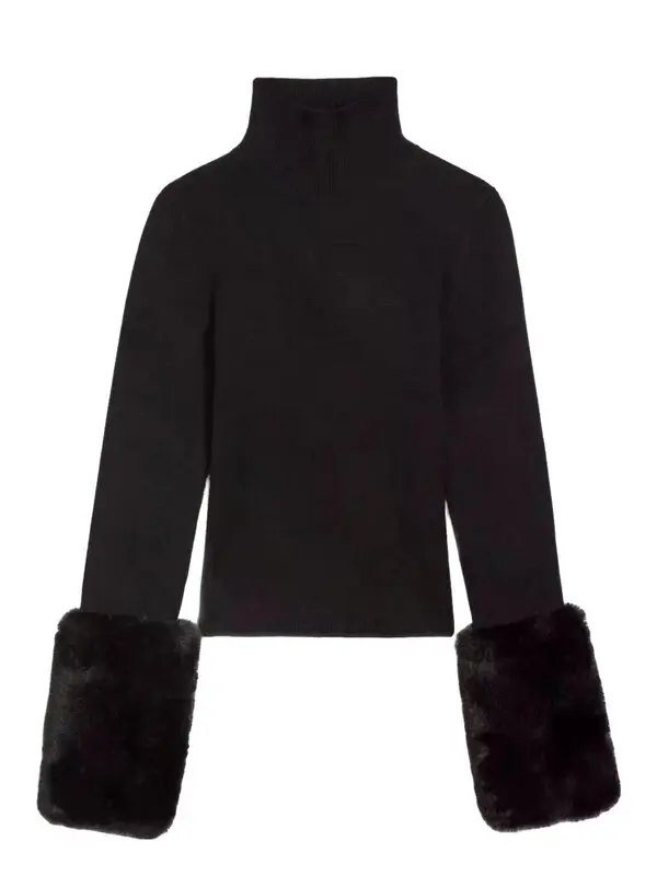 Apparis Faux-fur Trimmed Sweater - Black