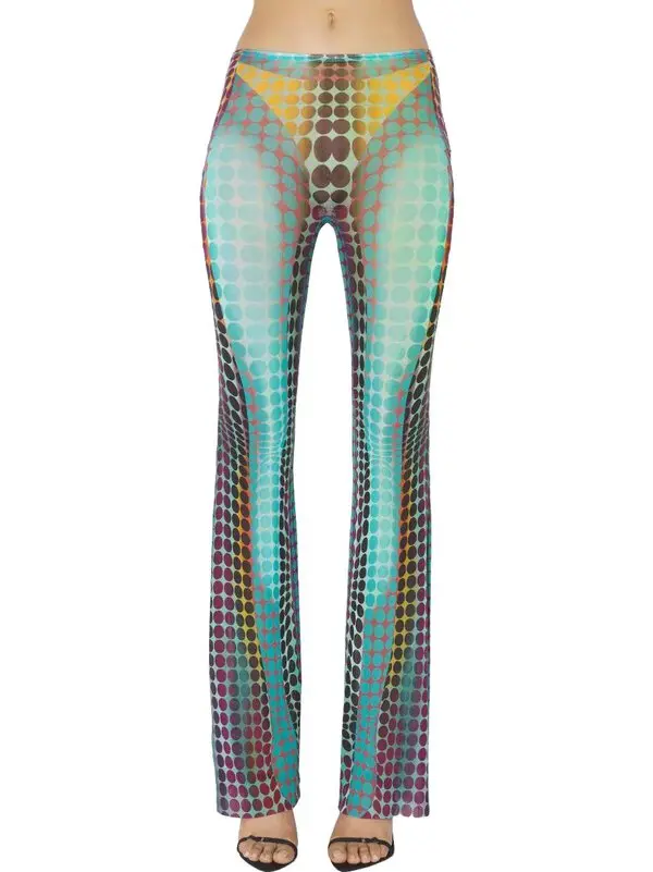 Jean Paul Gaultier Flared Printed Trousers - Blue