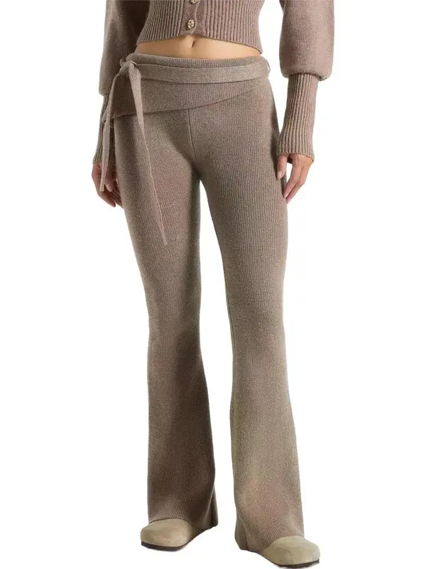 Manière De Voir Foldover Belted Knitted Trousers - Neutrals