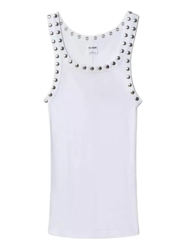 RE/DONE Studded Ribbed Tank Top - White