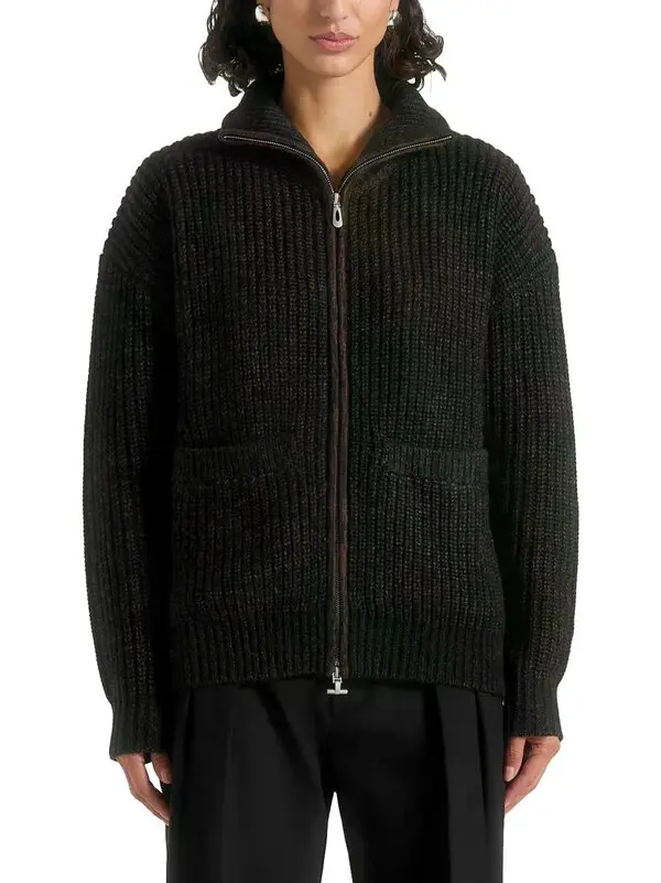Manière De Voir Speckled Wool Zip-through Jacket - Black