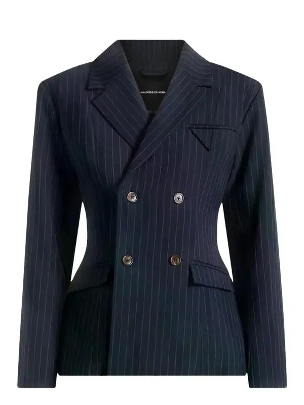 Manière De Voir Maia Pinstripe Blazer - Blue