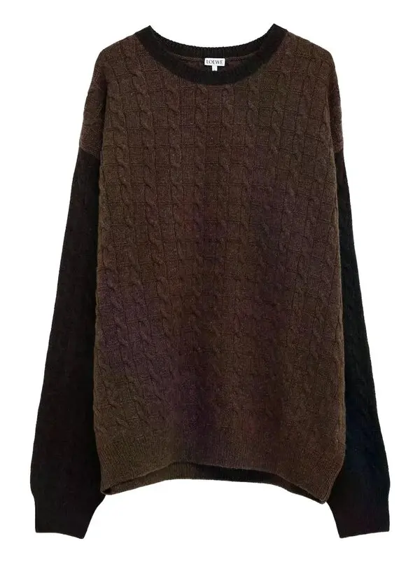 Loewe Crew-neck Cable Knit Sweater - Brown