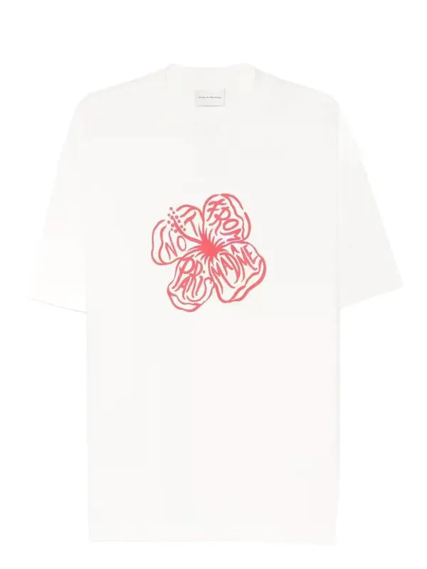 Drole De Monsieur Slogan Hibiscus T-shirt - White