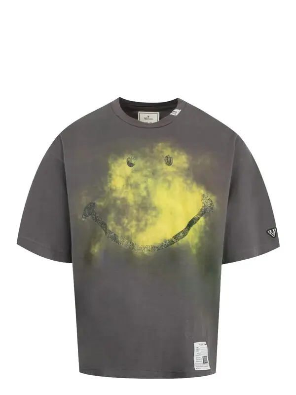 Mihara Yasuhiro Smiley Face-print T-shirt - Grey