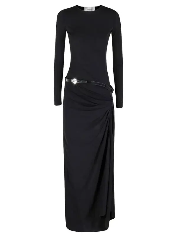 Coperni Long-sleeve Draped Maxi Dress - Black