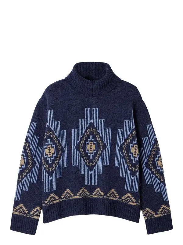 WE NORWEGIANS Kautokeino Jacquard-knit Wool-blend Sweater - Blue