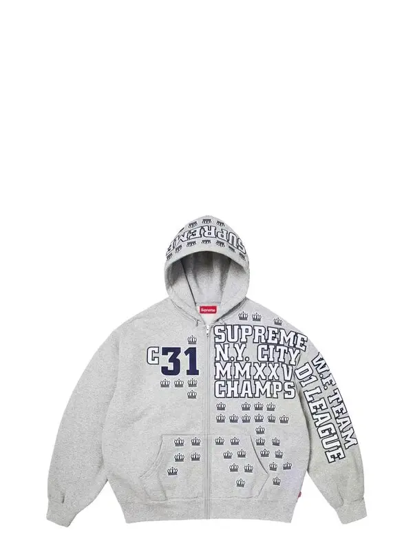 Supreme League Champs Zip-up Hoodie - Grey