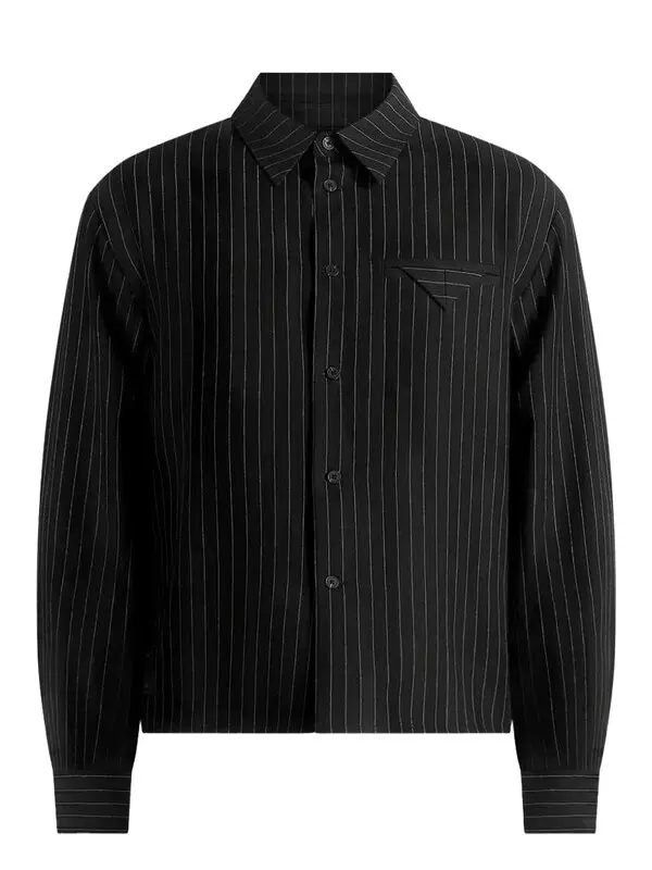 Manière De Voir Arlo Pinstripe-pattern Chest-pocket Shirt - Black