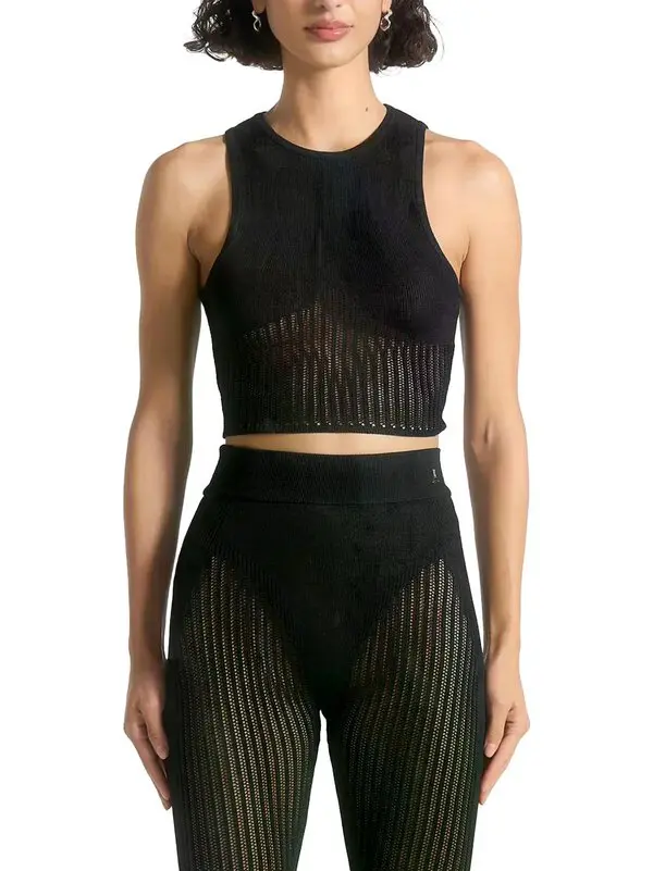 Manière De Voir Knitted Racer Crop Top - Black