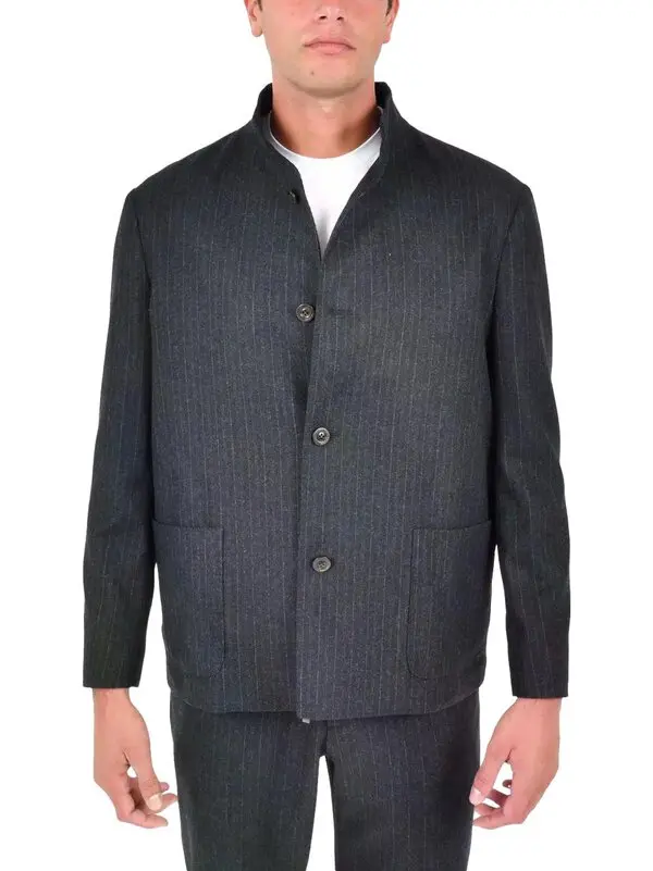 Boglioli Pinstripe Button Shirt Jacket - Grey