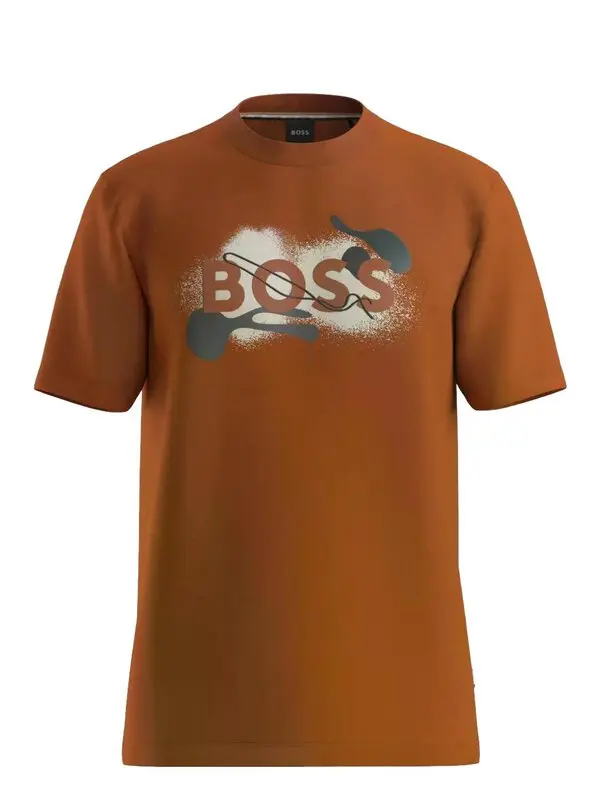 BOSS Logo-print Cotton T-shirt - Brown