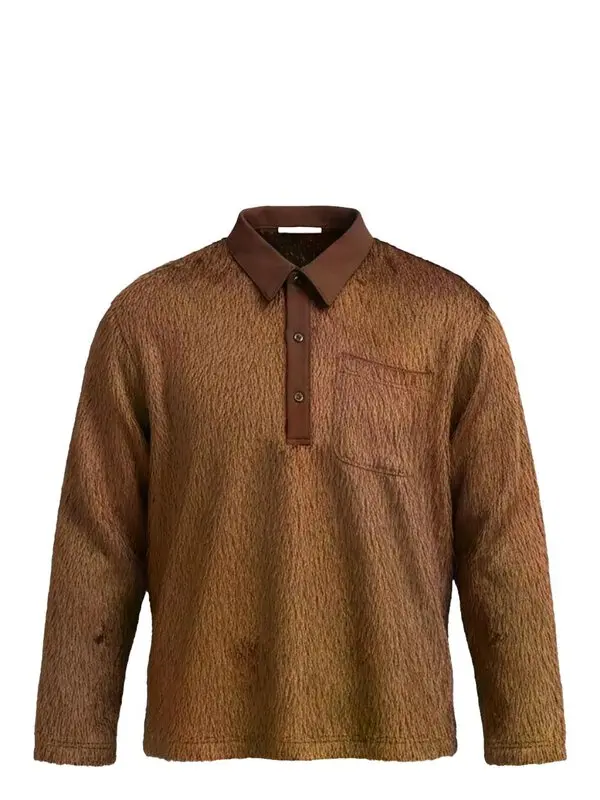 SONG FOR THE MUTE Pocket Long-sleeve Polo Shirt - Brown