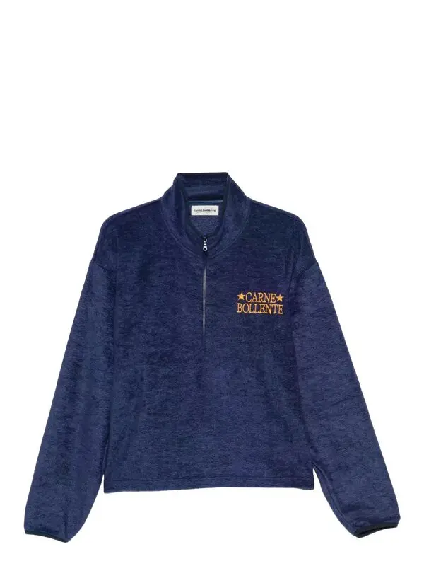 CARNE BOLLENTE Quarter-zip Fleece Sweater - Blue