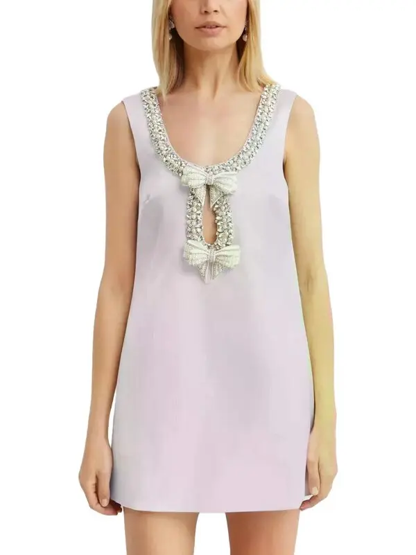 SELF-PORTRAIT Crystal-embellished Bow Mini Dress - Pink