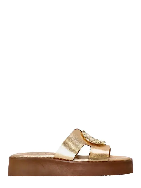 KOTRIS SANDALS Metallic-embellished Platform Sandals - Gold