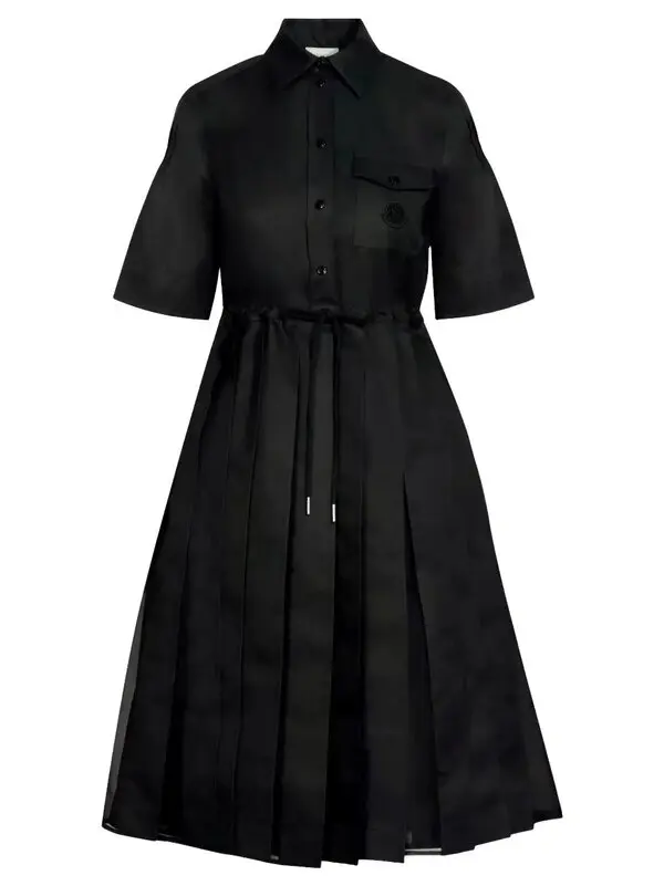 Moncler Drawstring Pleated Midi Dress - Black
