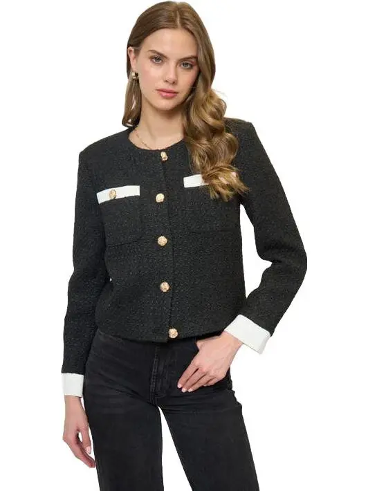Central Park West Daphne Cuff Detail Jacket - Black