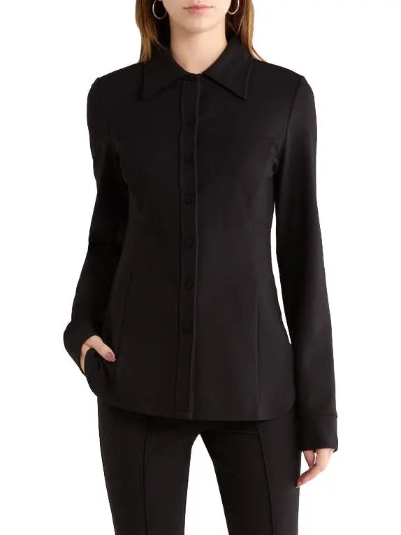 FAVORITE DAUGHTER Call Me Back Button-up Blouse - Black