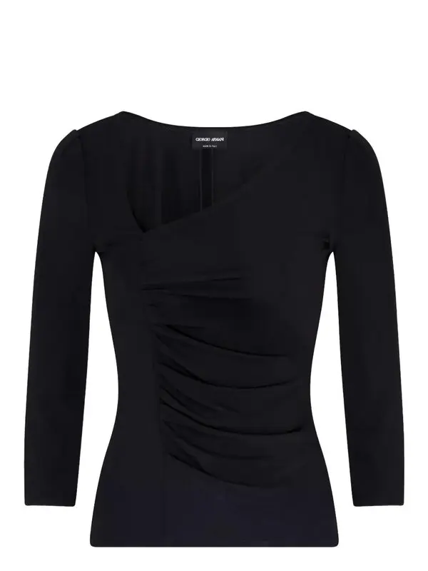 Giorgio Armani Asymmetric Ruched Top - Black