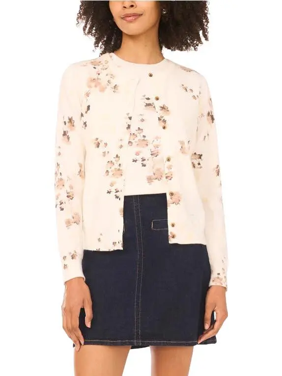 Vince Camuto Floral Print Cardigan - Birch