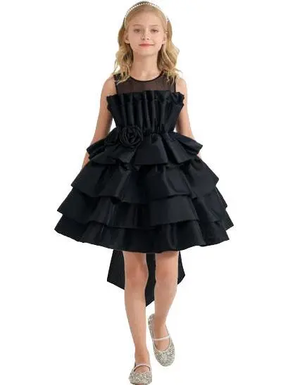 TULLEEN Tiered Bow Dress - Black