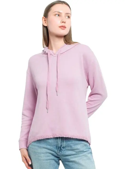 WILT CLOTHING Hi-lo Lace Hem Hoodie - Mauve Mist