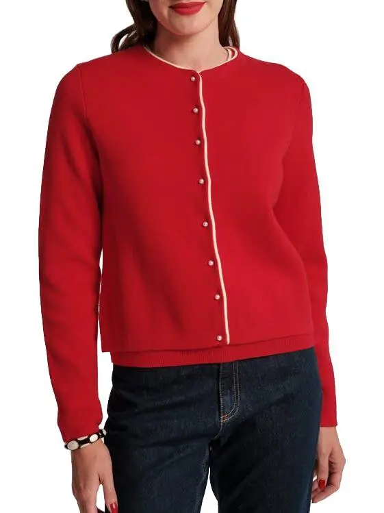 FRANCES VALENTINE Darling Colorblock Cardigan - Red/oyster