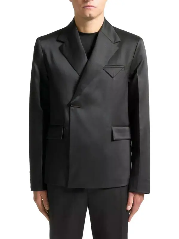 Manière De Voir Gaston Satin Double-breasted Suit Jacket - Black