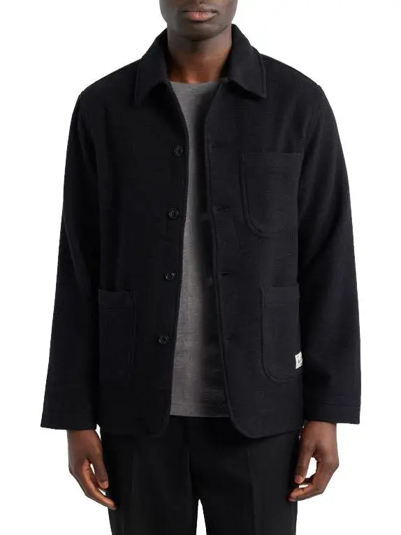 MERZ B. SCHWANEN Burel Wool Shirt Jacket - Deep Black