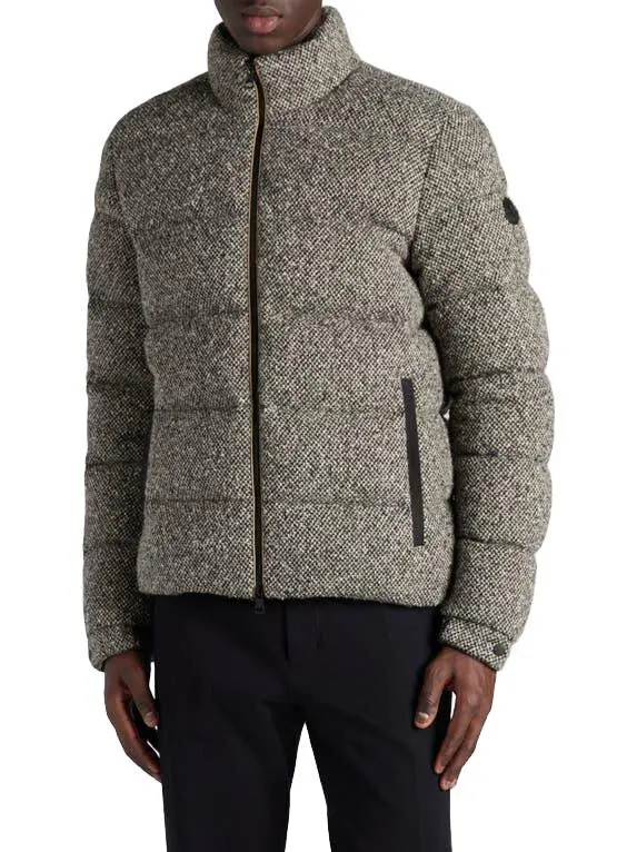 Moncler Agde Tweed Down Puffer Jacket - Black/white