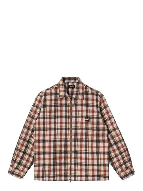 STAN RAY Plaid Flannel Zip-up Shirt - Tan Plaid