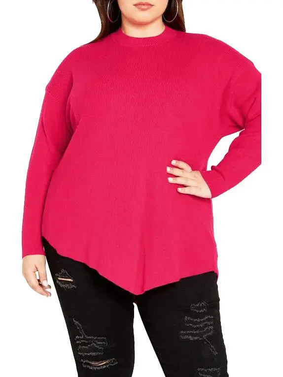 City Chic Bonnie Asymmetric Sweater - Pink