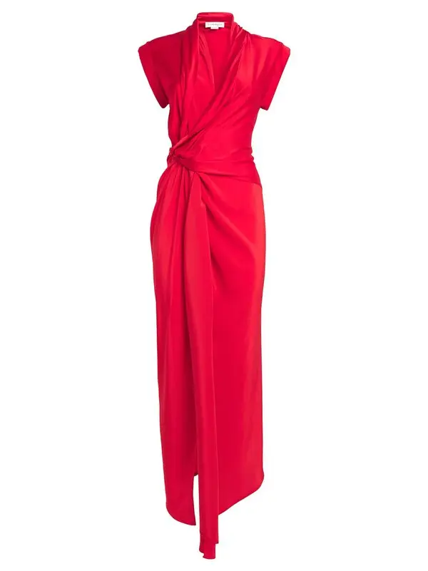 Victoria Beckham Asymmetric Twist Maxi Dress - Red