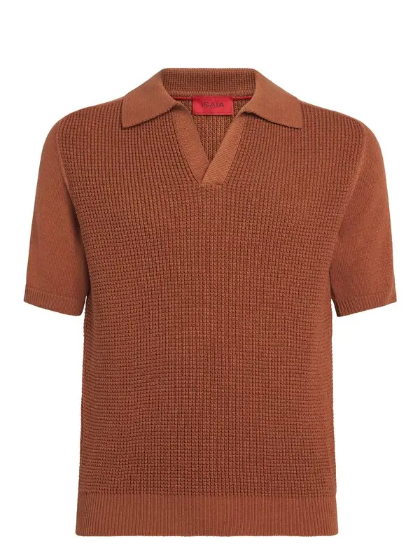 Isaia Silk-cotton Knit Polo Shirt - Brown